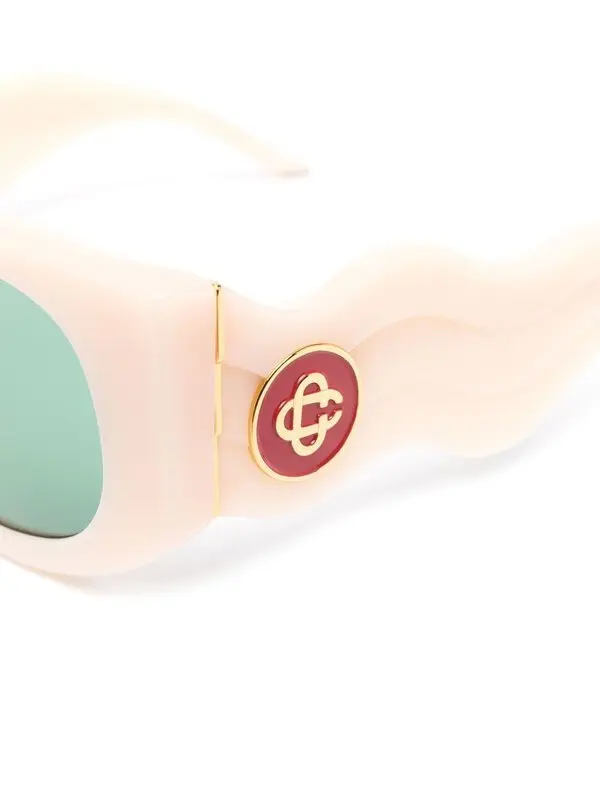 Casablanca Logo-plaque Oval Sunglasses - Neutrals