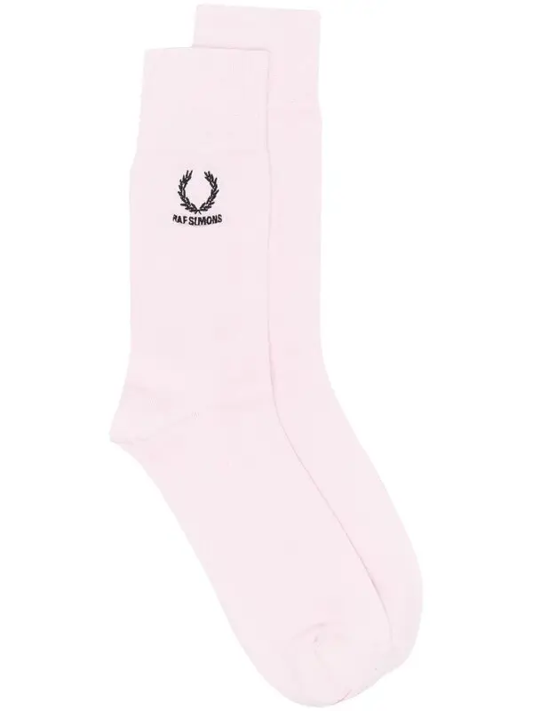 RAF SIMONS X FRED PERRY Embroidered Logo Socks - Pink