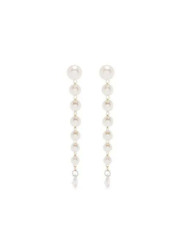 Mizuki 14kt Yellow Pearl And Diamond Drop Earrings - Gold