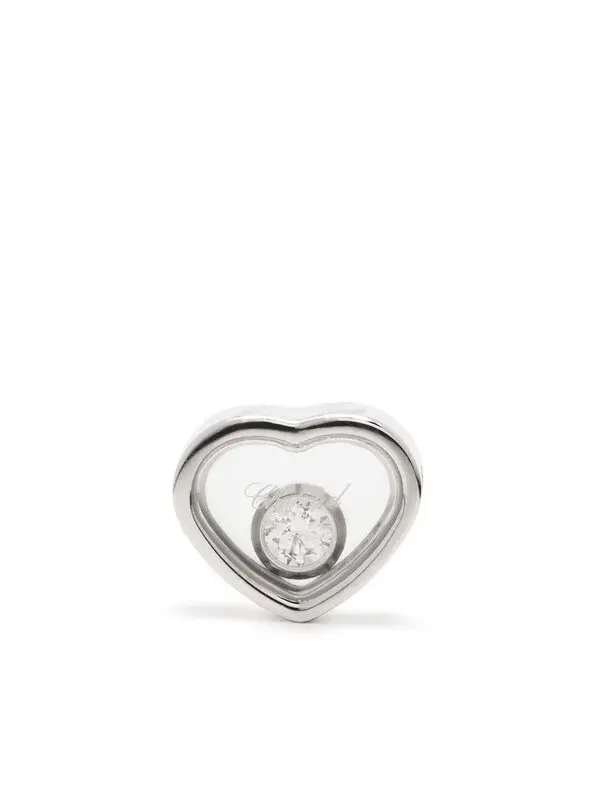 Chopard 18kt White Gold My Happy Hearts Diamond Stud Earring - Silver