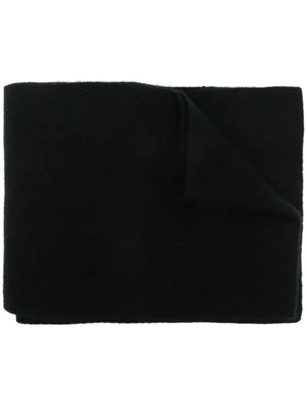 YVES SALOMON Knitted Logo-patch Scarf - Black