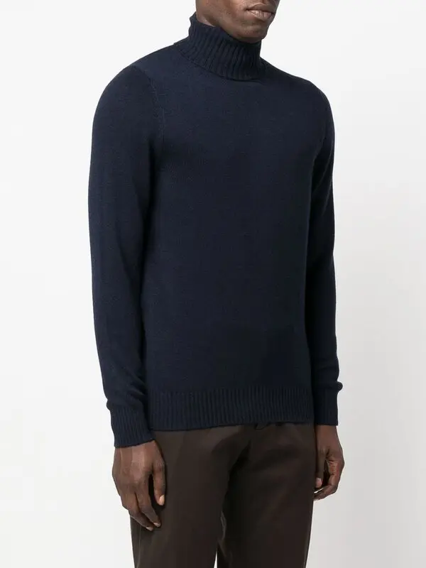 DRUMOHR Cashmere Roll Neck Jumper - Blue