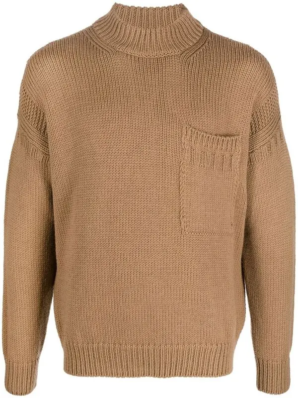TEN C Mock-neck Knitted Jumper - Neutrals