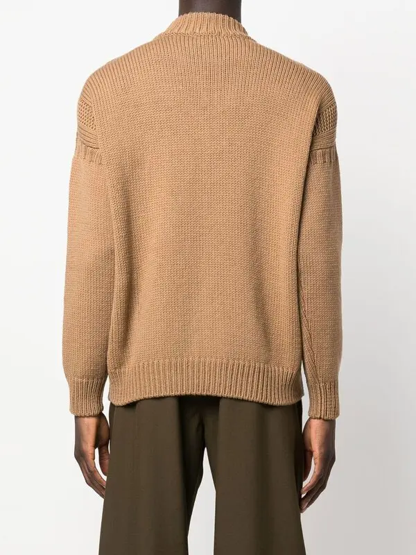 TEN C Mock-neck Knitted Jumper - Neutrals