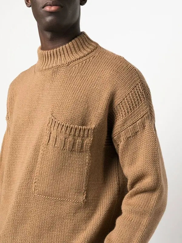 TEN C Mock-neck Knitted Jumper - Neutrals