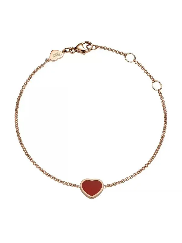 Chopard 18kt Rose Gold My Happy Heart Carnelian Bracelet - Pink