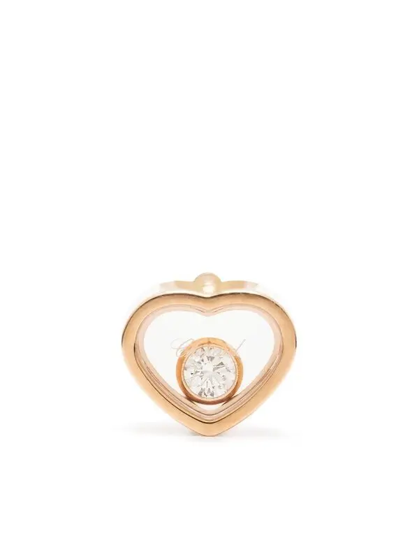 Chopard 18kt Rose Gold My Happy Hearts Diamond Stud Earring - Pink