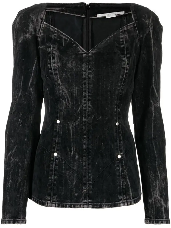 Stella McCartney Flocked Velvet Denim Blouse