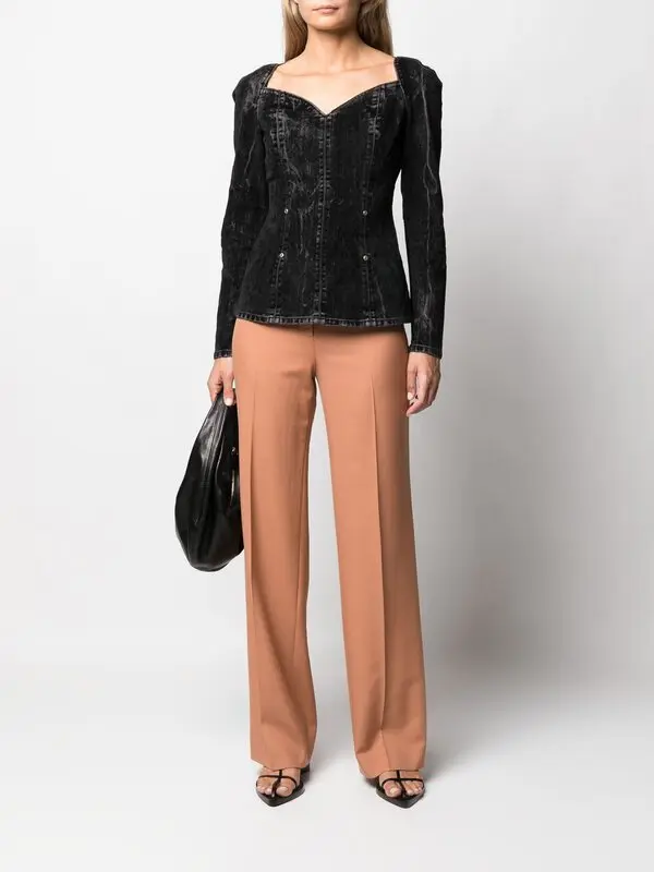 Stella McCartney Flocked Velvet Denim Blouse