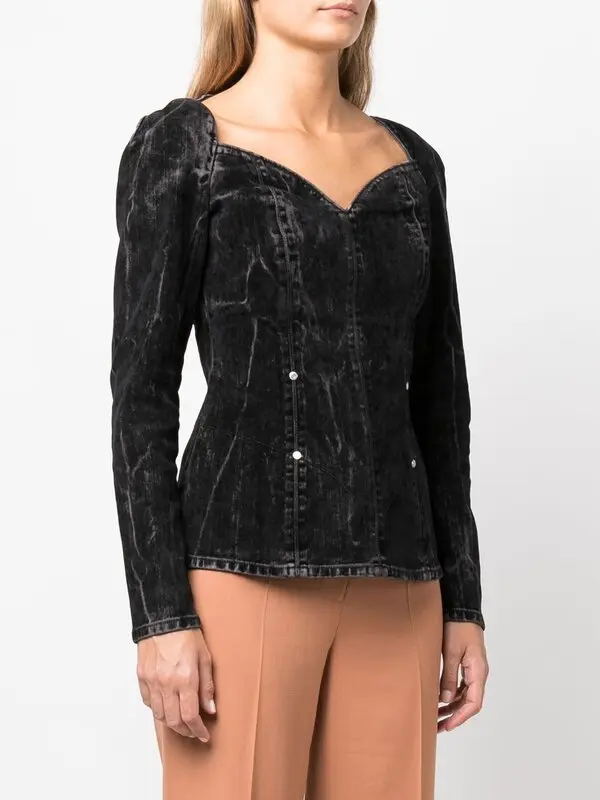 Stella McCartney Flocked Velvet Denim Blouse