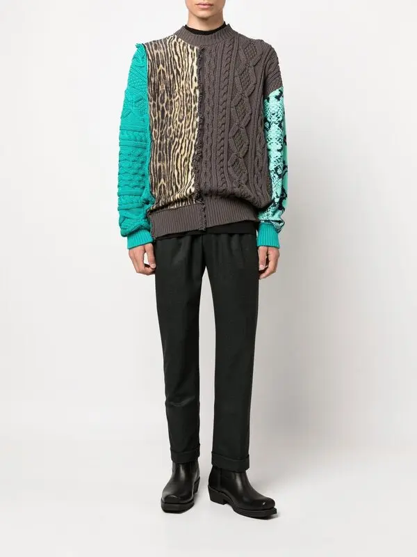Roberto Cavalli Patchwork Crew Neck Jumper
