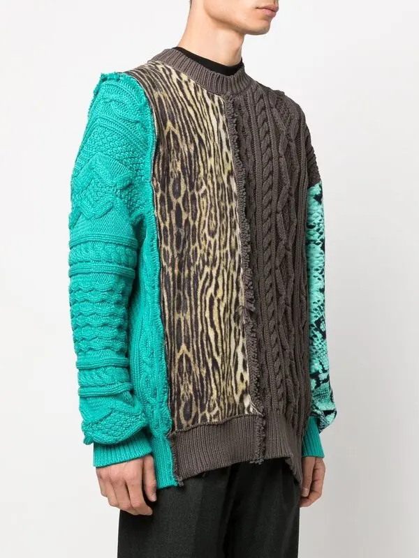 Roberto Cavalli Patchwork Crew Neck Jumper