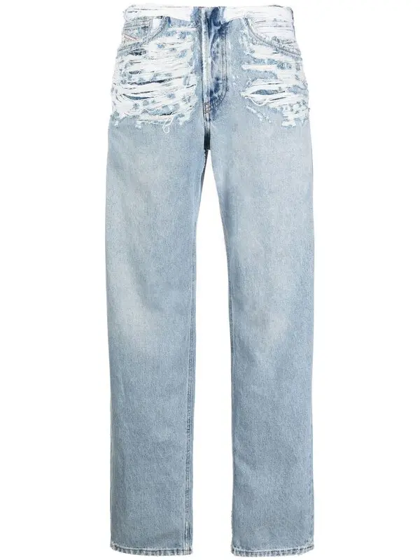 DIESEL® Mid-rise Ripped-detail Jeans