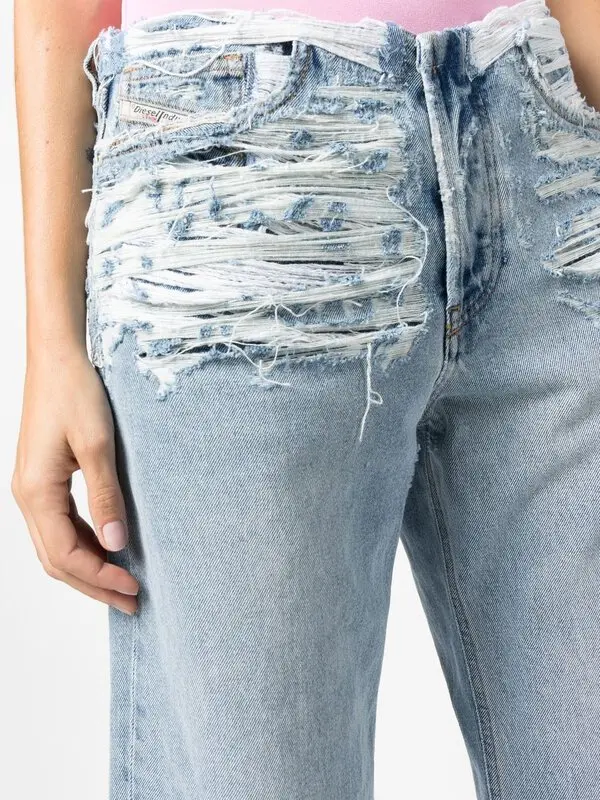 DIESEL® Mid-rise Ripped-detail Jeans