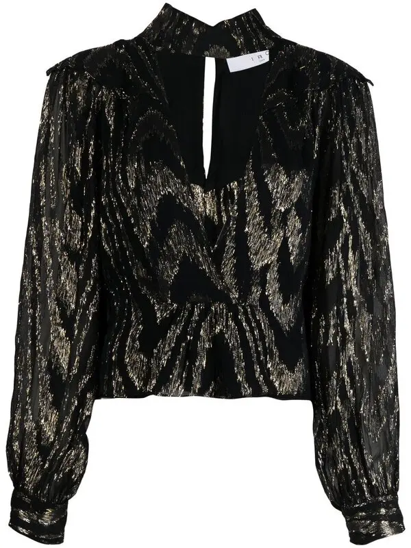 IRO PARIS Lila Metallic-jacquard Plunging Blouse