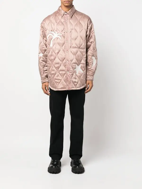 Palm Angels Life Is Palm Quilted Jacket - Neutrals