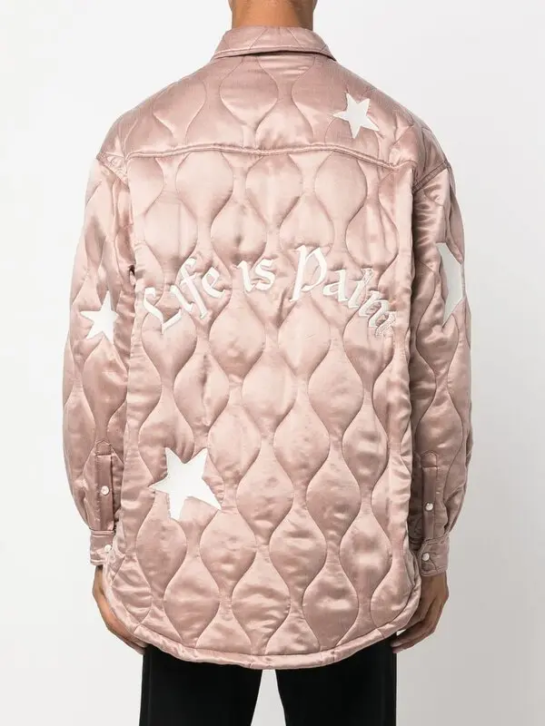 Palm Angels Life Is Palm Quilted Jacket - Neutrals