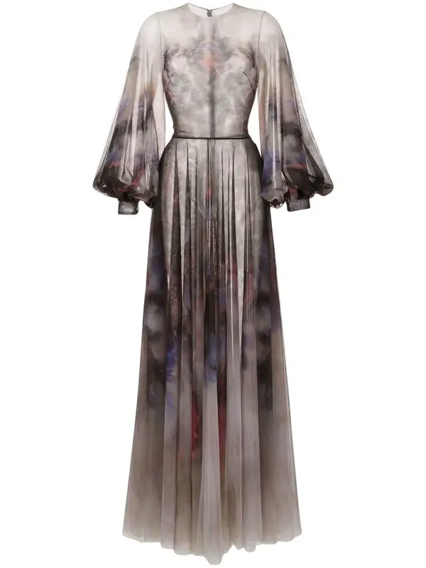 SAIID KOBEISY Printed Evening Gown