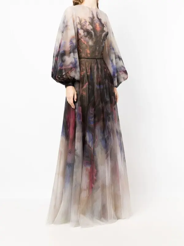 SAIID KOBEISY Printed Evening Gown