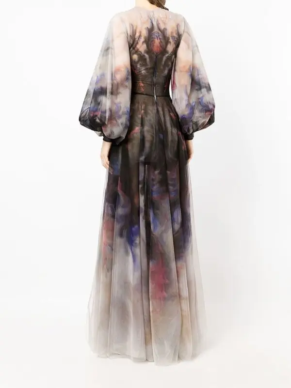 SAIID KOBEISY Printed Evening Gown