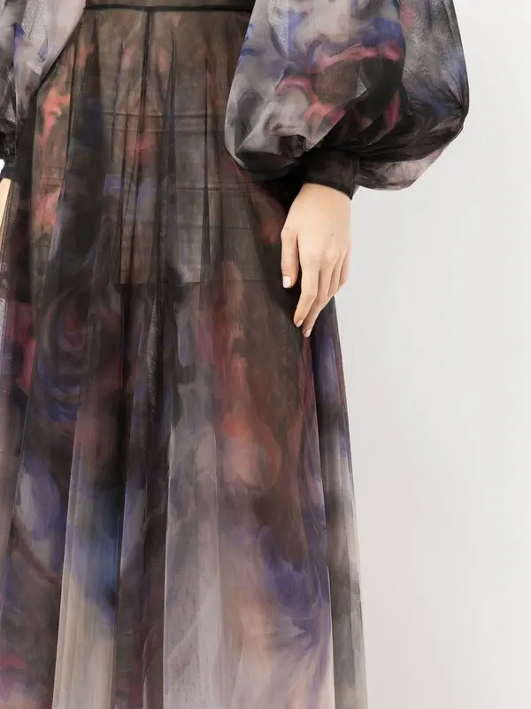 SAIID KOBEISY Printed Evening Gown