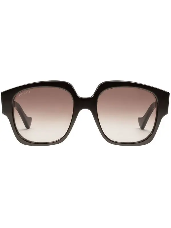 Gucci Square-frame Logo-plaque Sunglasses - Brown