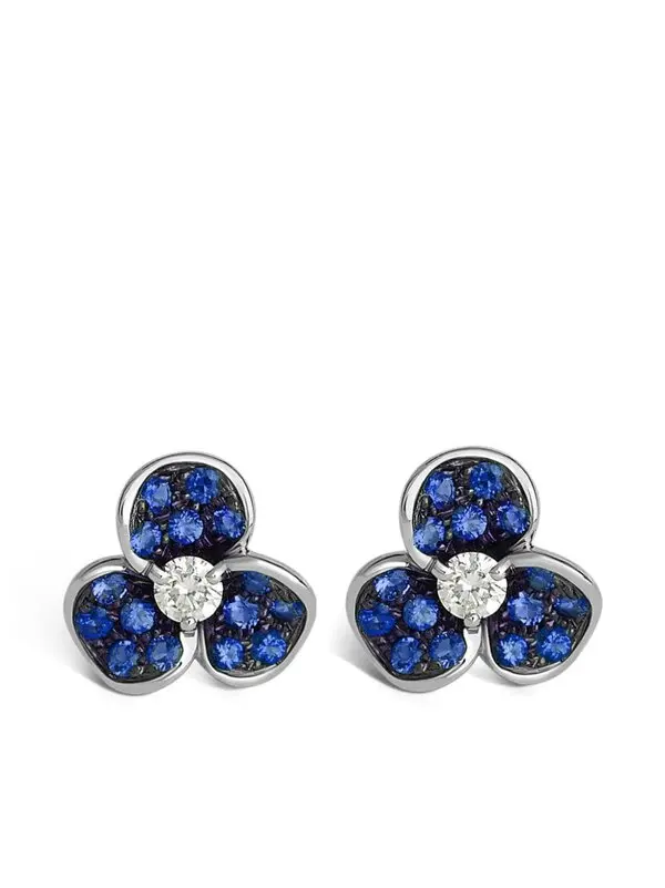 LEO PIZZO 18k White Gold Candy Flora Sapphire Stud Earrings - Silver