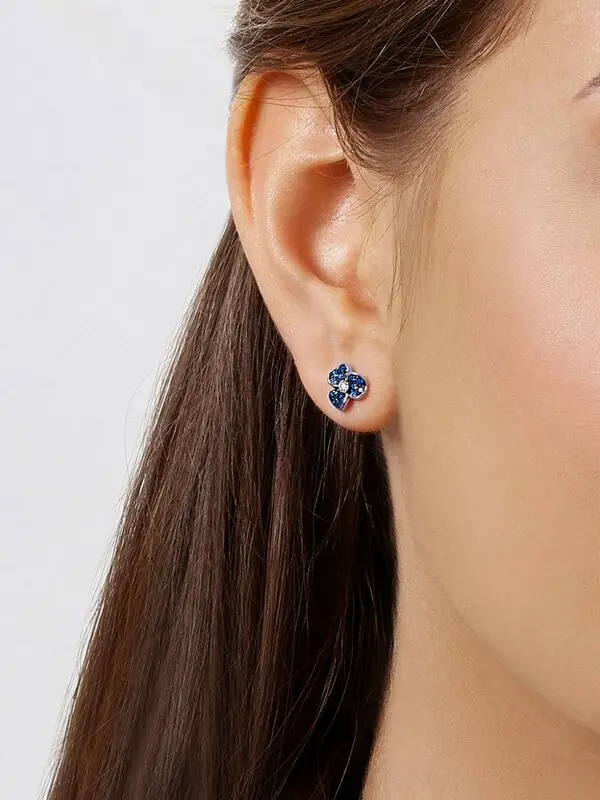 LEO PIZZO 18k White Gold Candy Flora Sapphire Stud Earrings