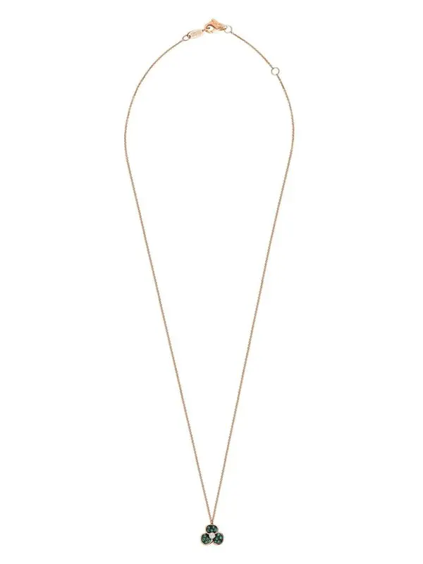 LEO PIZZO 18kt Rose Gold Candy Flora Diamond And Emerald Pendant Necklace - Pink