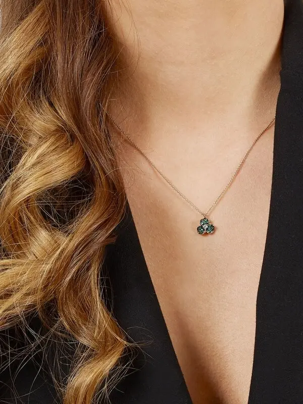 LEO PIZZO 18kt Rose Gold Candy Flora Diamond And Emerald Pendant Necklace - Pink