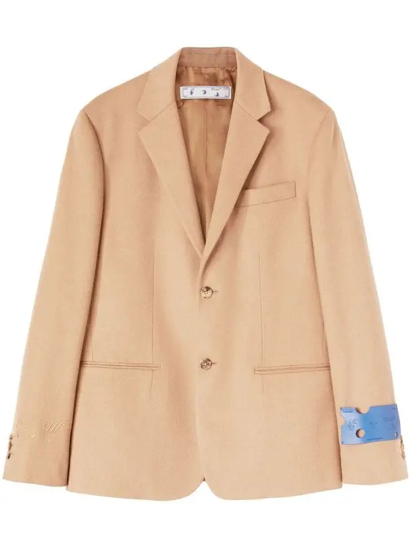 Off-White Embroidered-logo Single-breasted Blazer - Brown