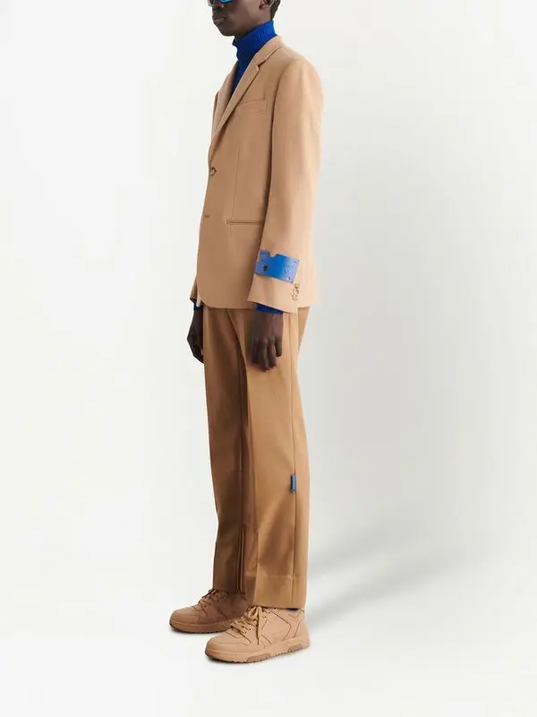Off-White Embroidered-logo Single-breasted Blazer - Brown