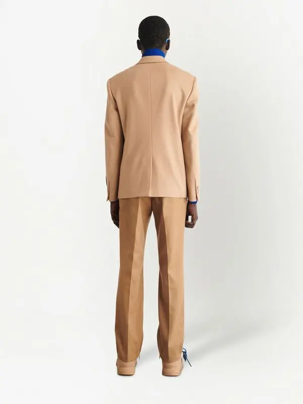 Off-White Embroidered-logo Single-breasted Blazer - Brown