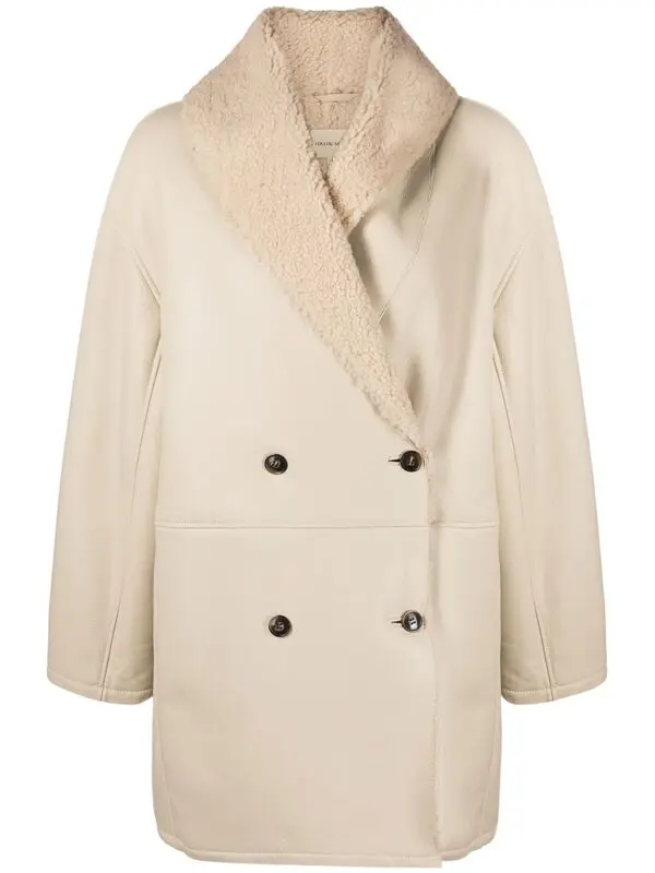 Loulou De Saison Shearling Collar Double-breasted Coat