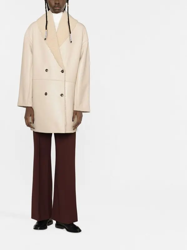 Loulou De Saison Shearling Collar Double-breasted Coat