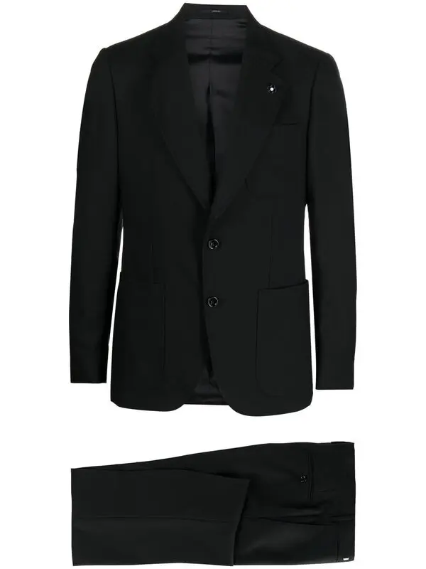 LARDINI Single-breasted Wool Suit - Black