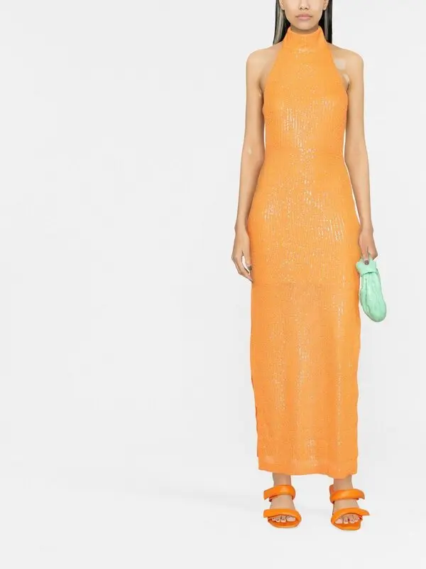 ROTATE BY BIRGER CHRISTENSEN Sequinned Halterneck Midi Dress