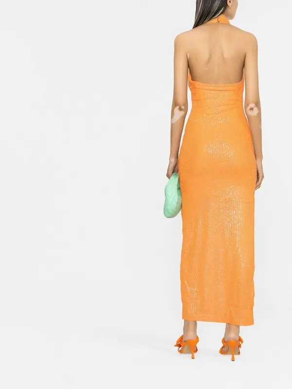 ROTATE BY BIRGER CHRISTENSEN Sequinned Halterneck Midi Dress