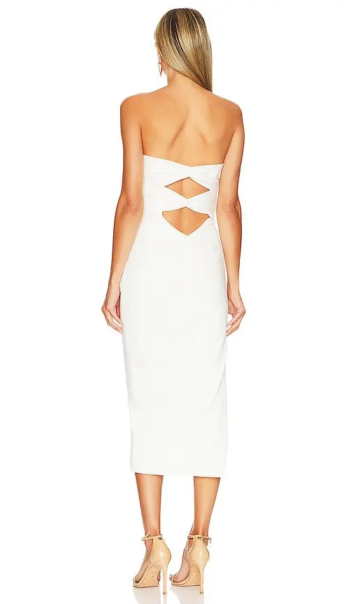 Katie May Strapless Midi Dress With Side Slit And Back Cut-outs