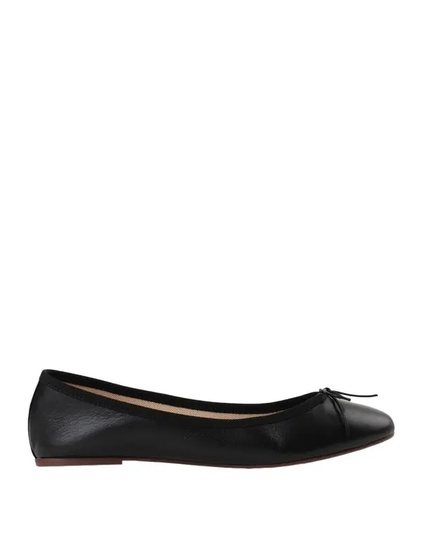 BALLERETTE Soft Leather Ballet Flats With Bow Detailing - Black