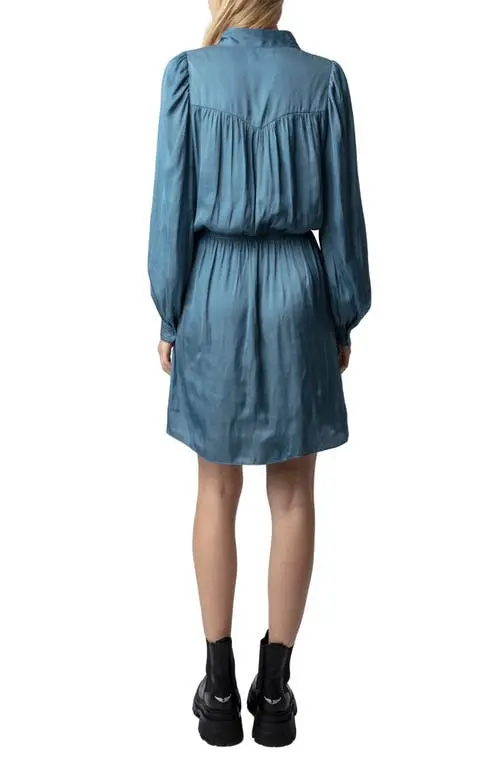 Zadig&Voltaire Long Sleeve Faux Wrap Mini Dress - Bluestone