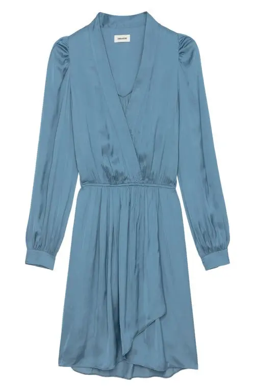 Zadig&Voltaire Long Sleeve Faux Wrap Mini Dress - Bluestone