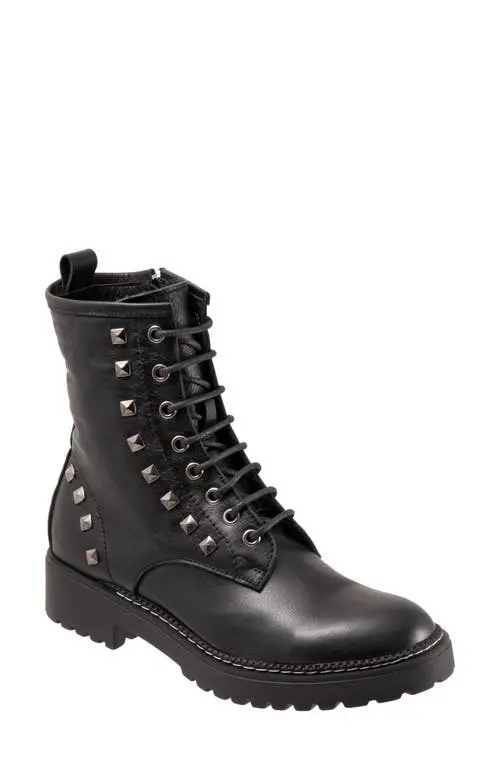 BUENO Studded Leather Combat Boots - Black
