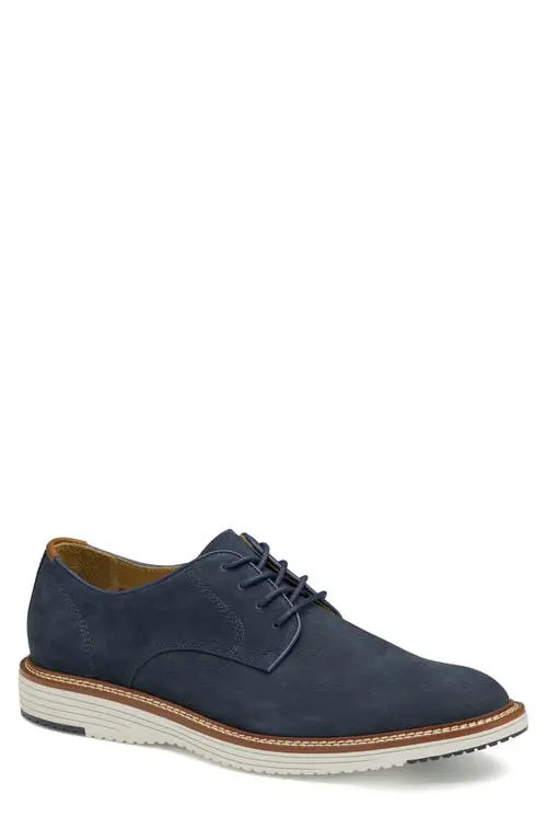 Johnston & Murphy Upton Plain Toe Derby - Navy Tumbled Nubuck