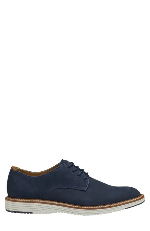 Johnston & Murphy Upton Plain Toe Derby - Navy Tumbled Nubuck