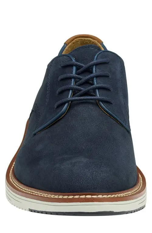 Johnston & Murphy Upton Plain Toe Derby - Navy Tumbled Nubuck