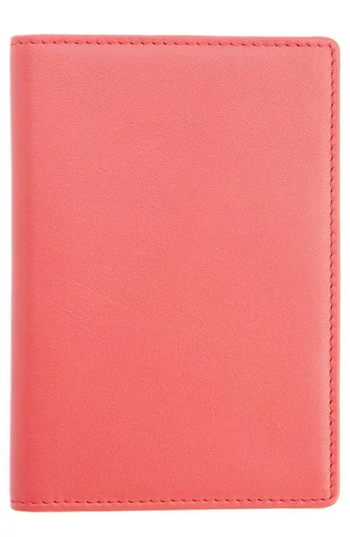 ROYCE NEW YORK Personalized Rfid Leather Card Case - Red- Silver Foil