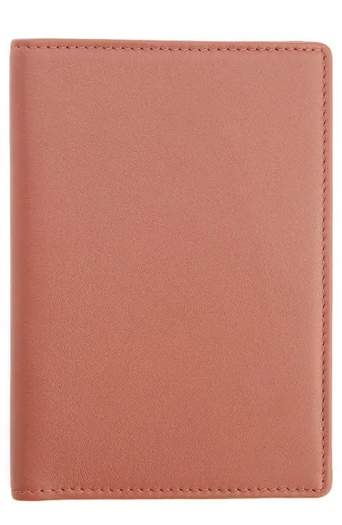 ROYCE NEW YORK Personalized Rfid Leather Card Case - Tan- Silver Foil