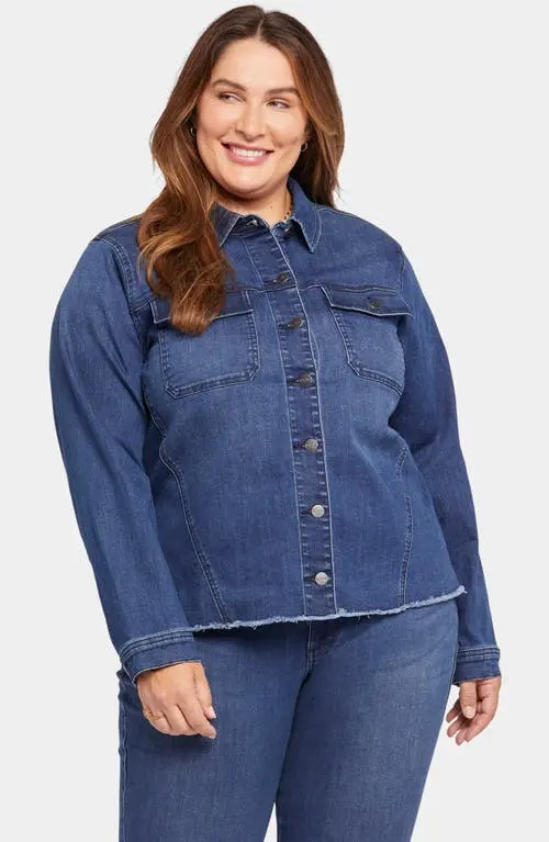 NYDJ Fray Hem Denim Trucker Jacket - Rendezvous