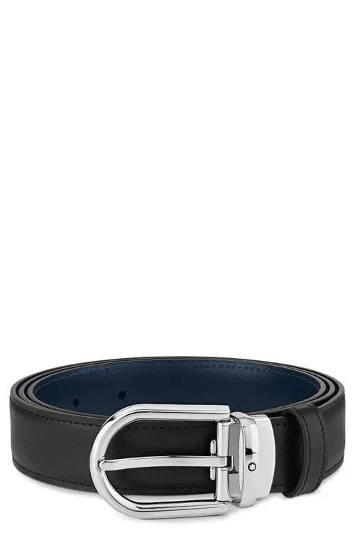 Montblanc Reversible Horseshoe Buckle Leather Belt - Black And Blue